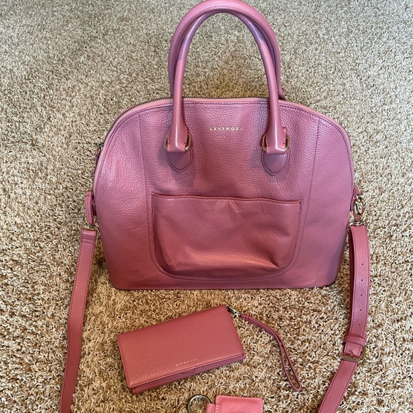 Levenger | Bags | Levenger Leather Large Shoulder Bag And Wristlet ...